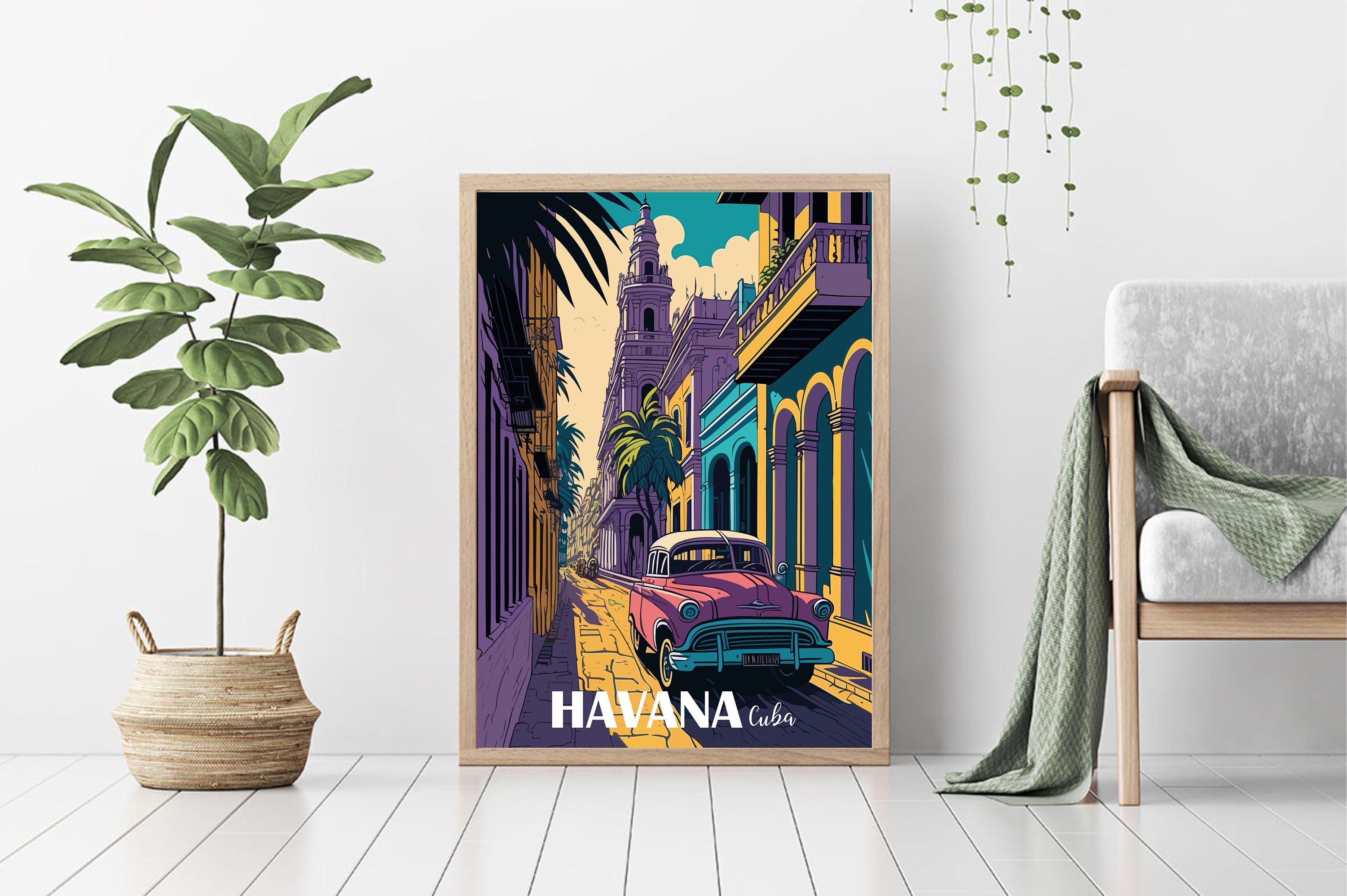 Havana Cuba Travel Poster Cuban Art Printable Vintage Wall Art Retro ...