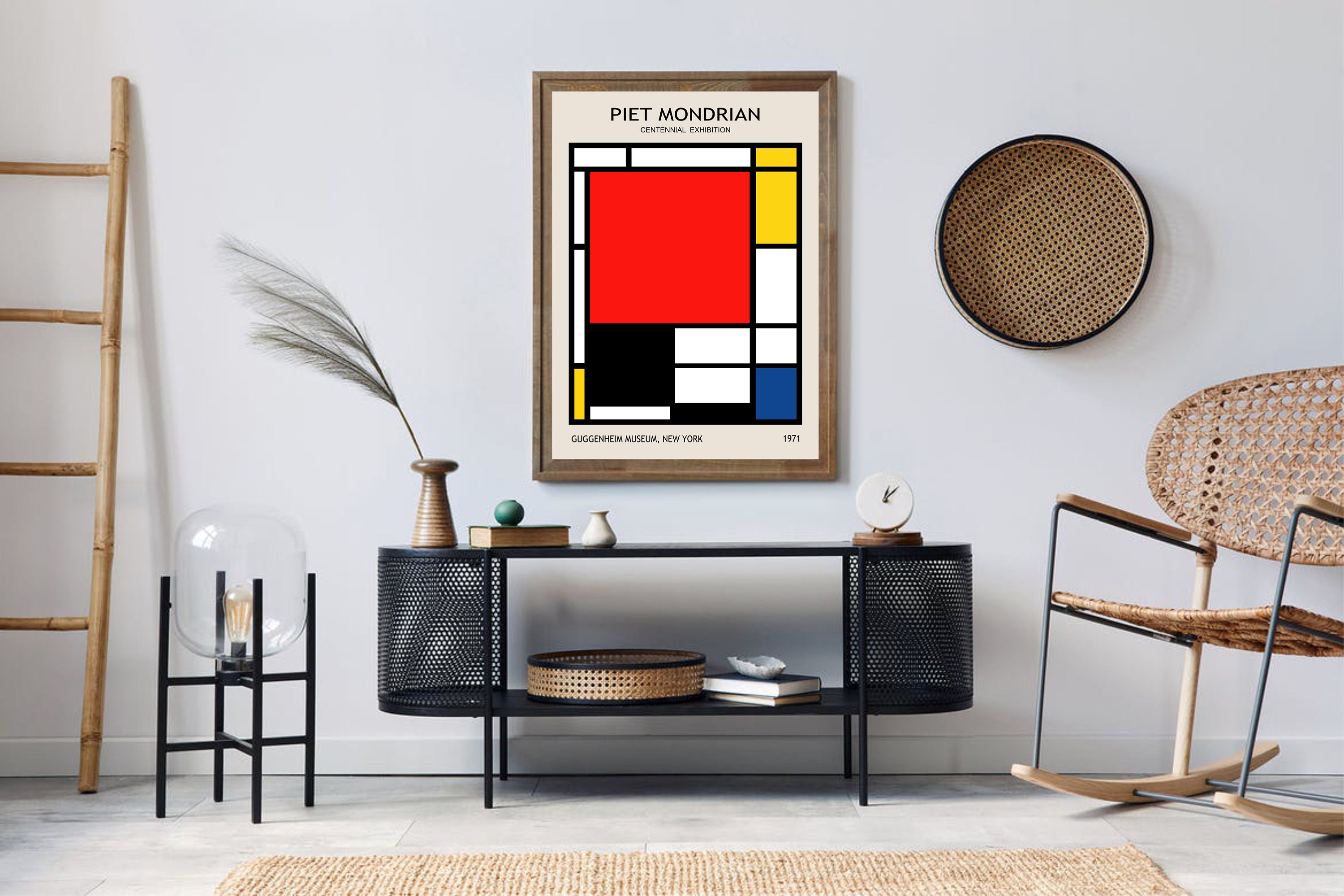 Piet Mondrian Print, Retro Exhibion Poster, Geometric Print, Mondrian Painting, Digital Download ...