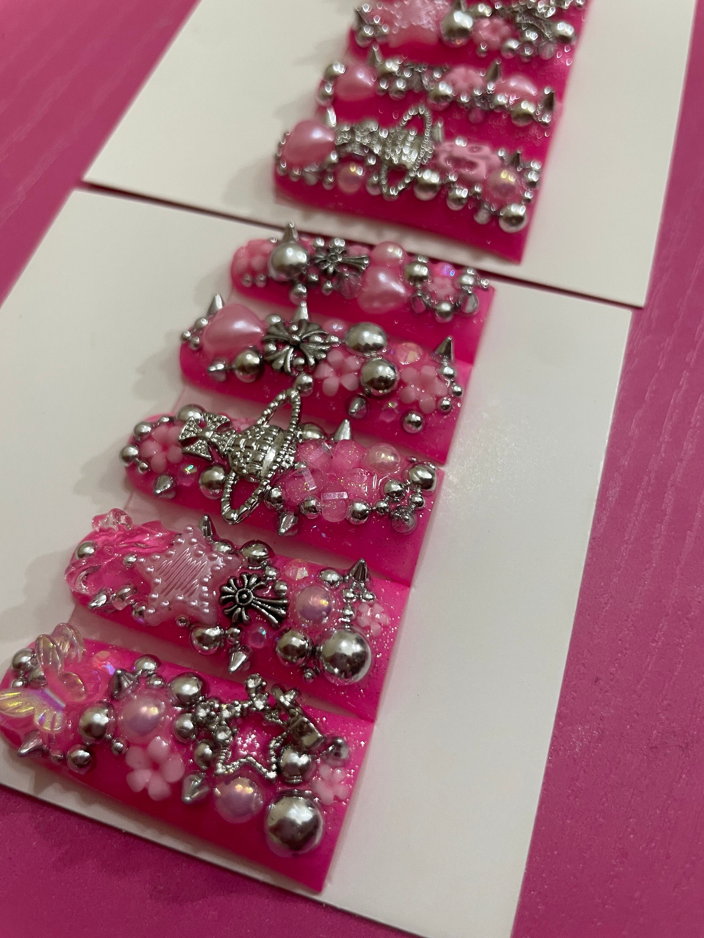 Pink Junk Press on Nails - Etsy