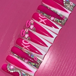 Pink XO Valentine Press on Nails - Etsy