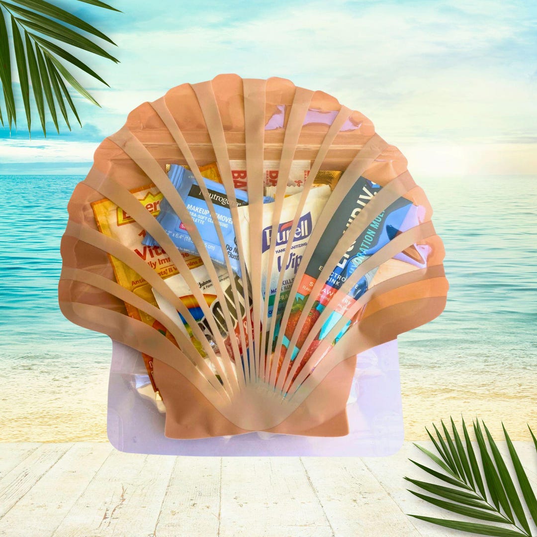 Hangover Kit, Seashell Goodie Bag, Last Toast on the Coast Sea Shell ...