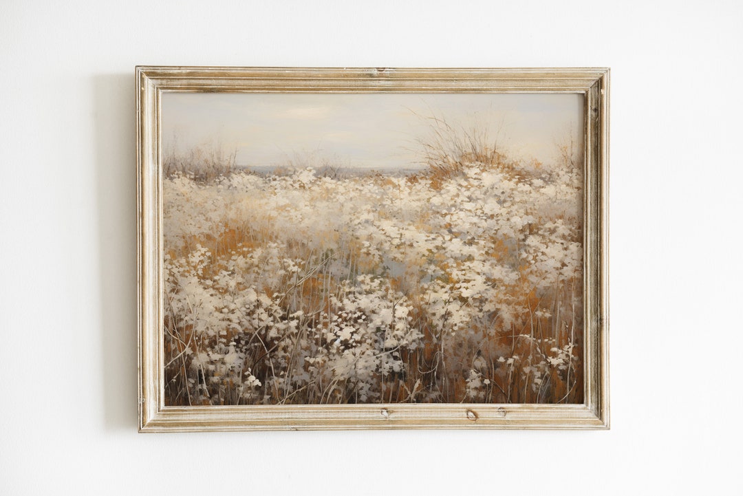 Fall Landscape Field Digital Wall Art | Vintage Fall Foliage Painting ...