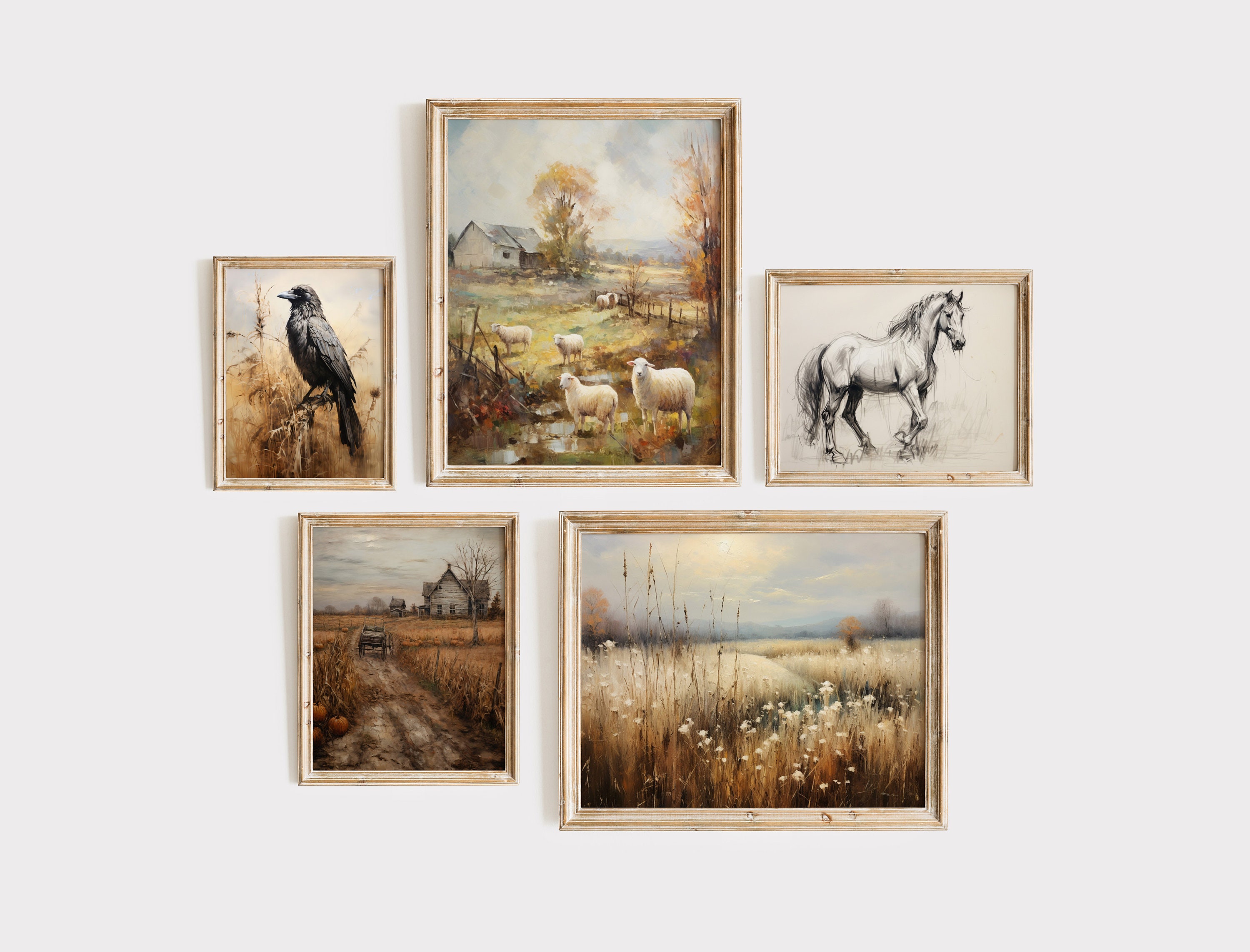 Western Countryside Gallery Art SET of 5 Vintage Countryside - Etsy