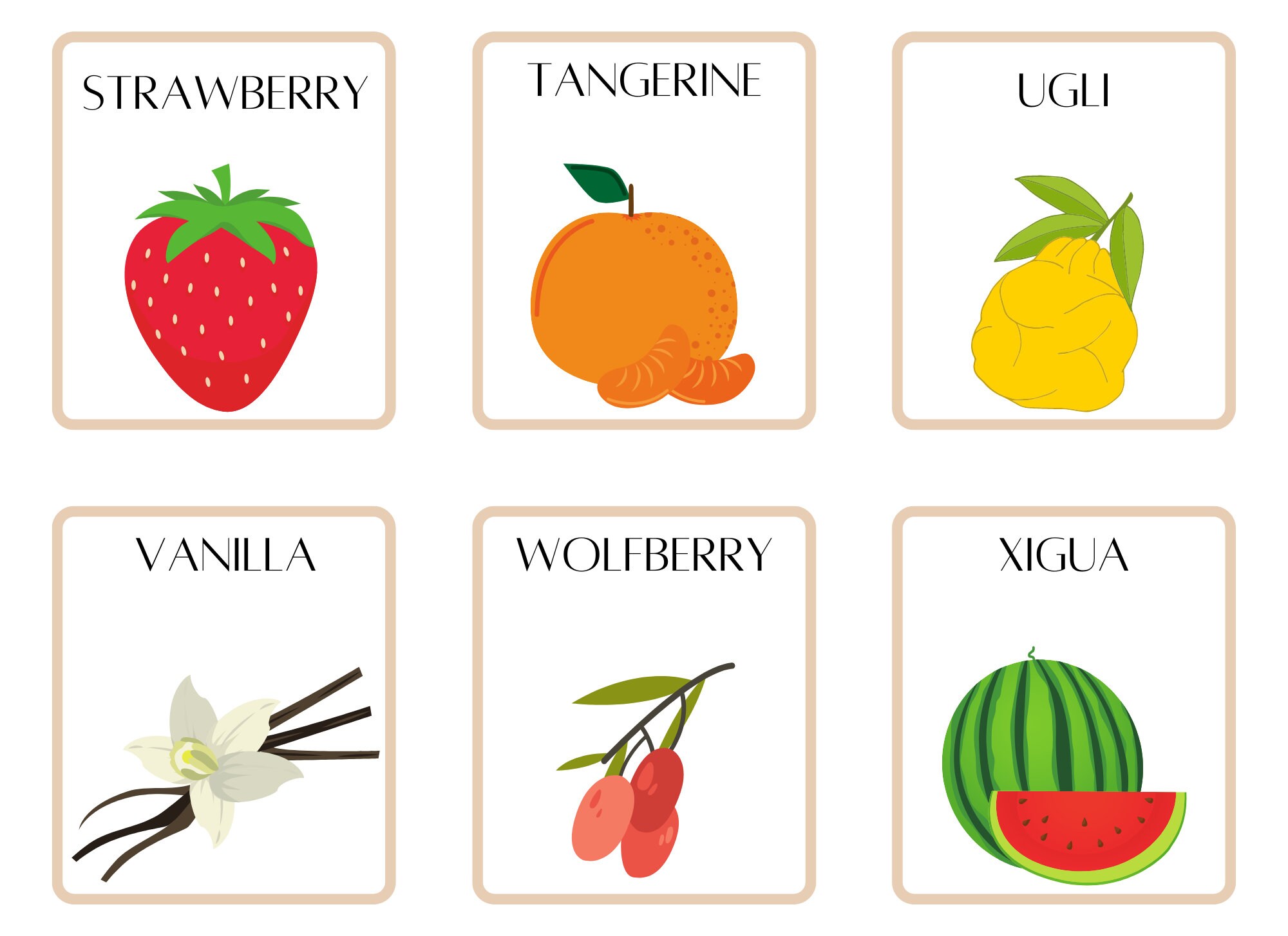 Fruit of the Alphabet Flash Cards - Etsy