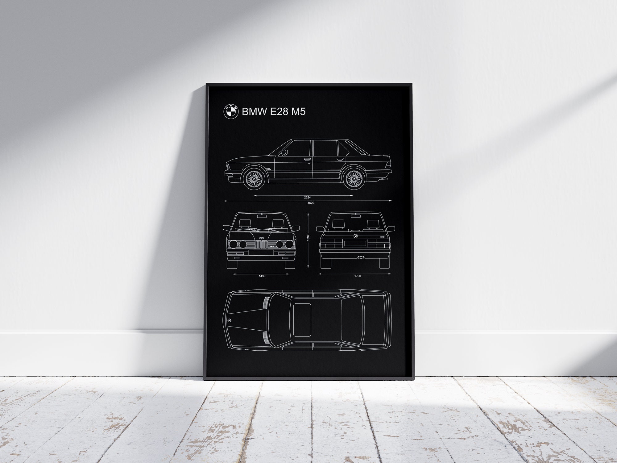 Set of 3 BMW 5-series Blueprint Posters. E28 E34 E60. Resizable ...