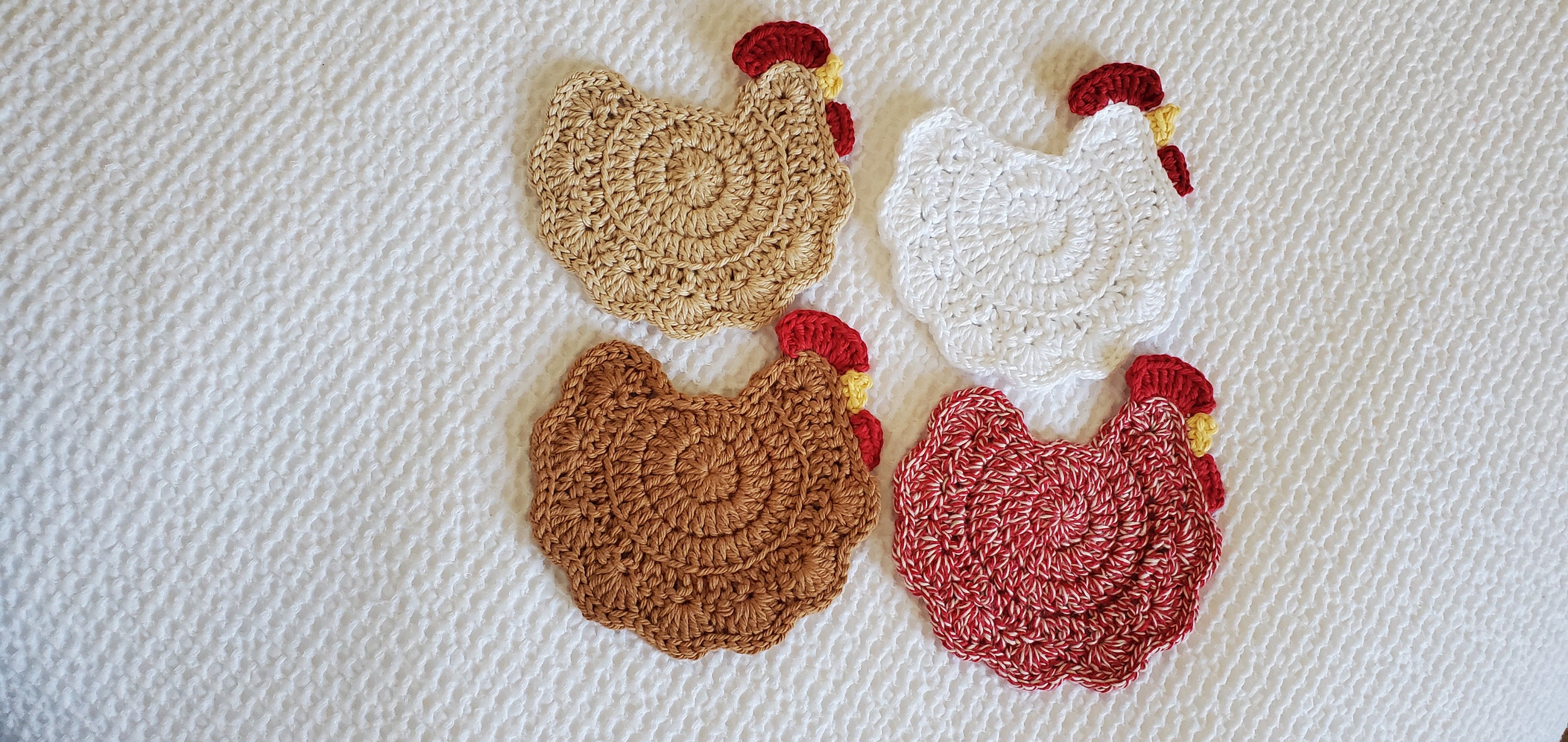 Handmade Crochet Chicken Coasters. Farmhouse Decor. Crochet Coasters ...