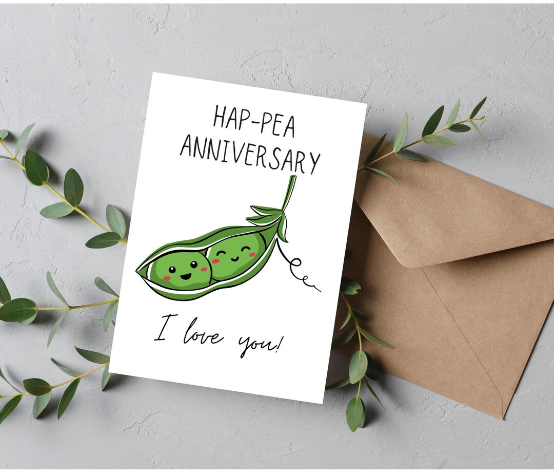 5x7 Funny Hap-pea Anniversary Card... Two Peas in a Pod, Set of Two ...