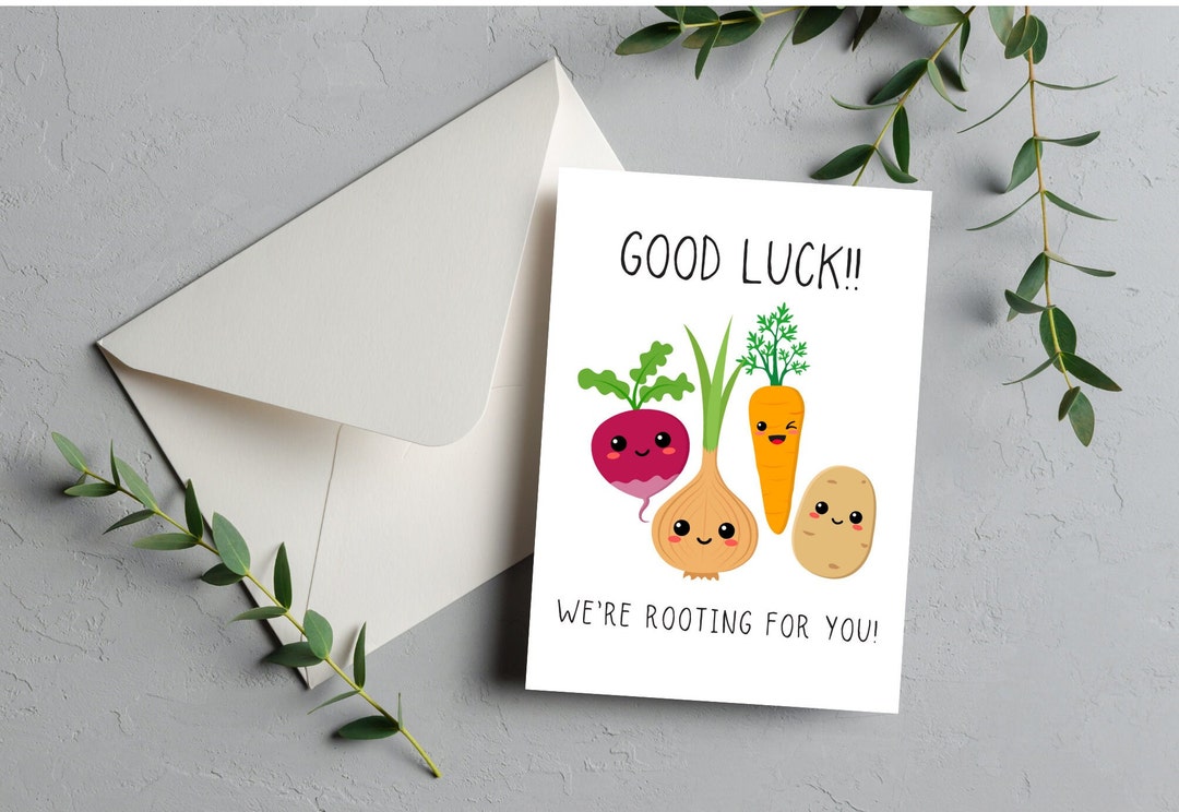 5x7 Cute Encouragement Card- We're Rooting for You With Vegetable Faces ...