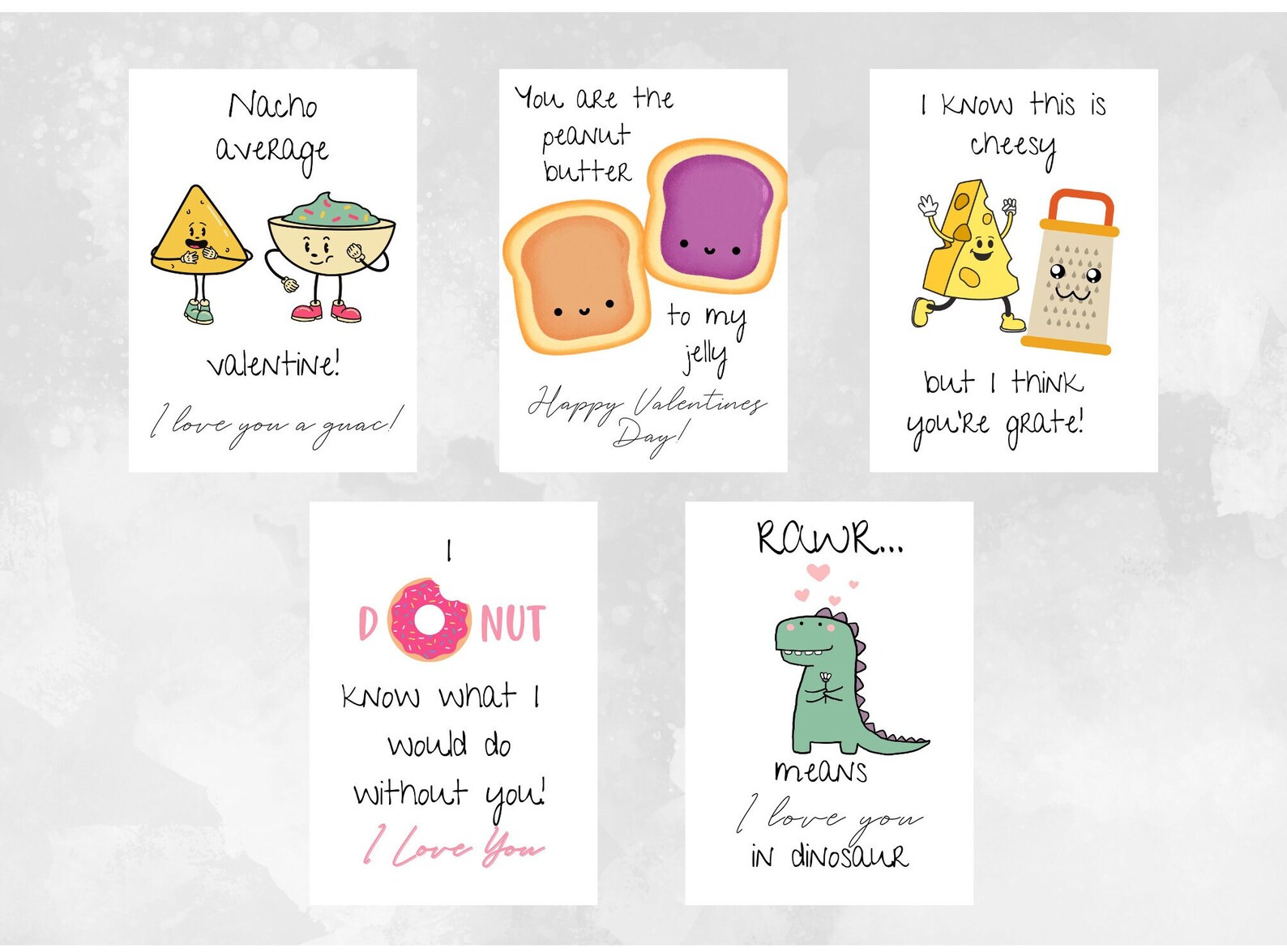 5x7 Punny Valentines Day Card Set of 5 With Fun Sayings and Cartoons ...