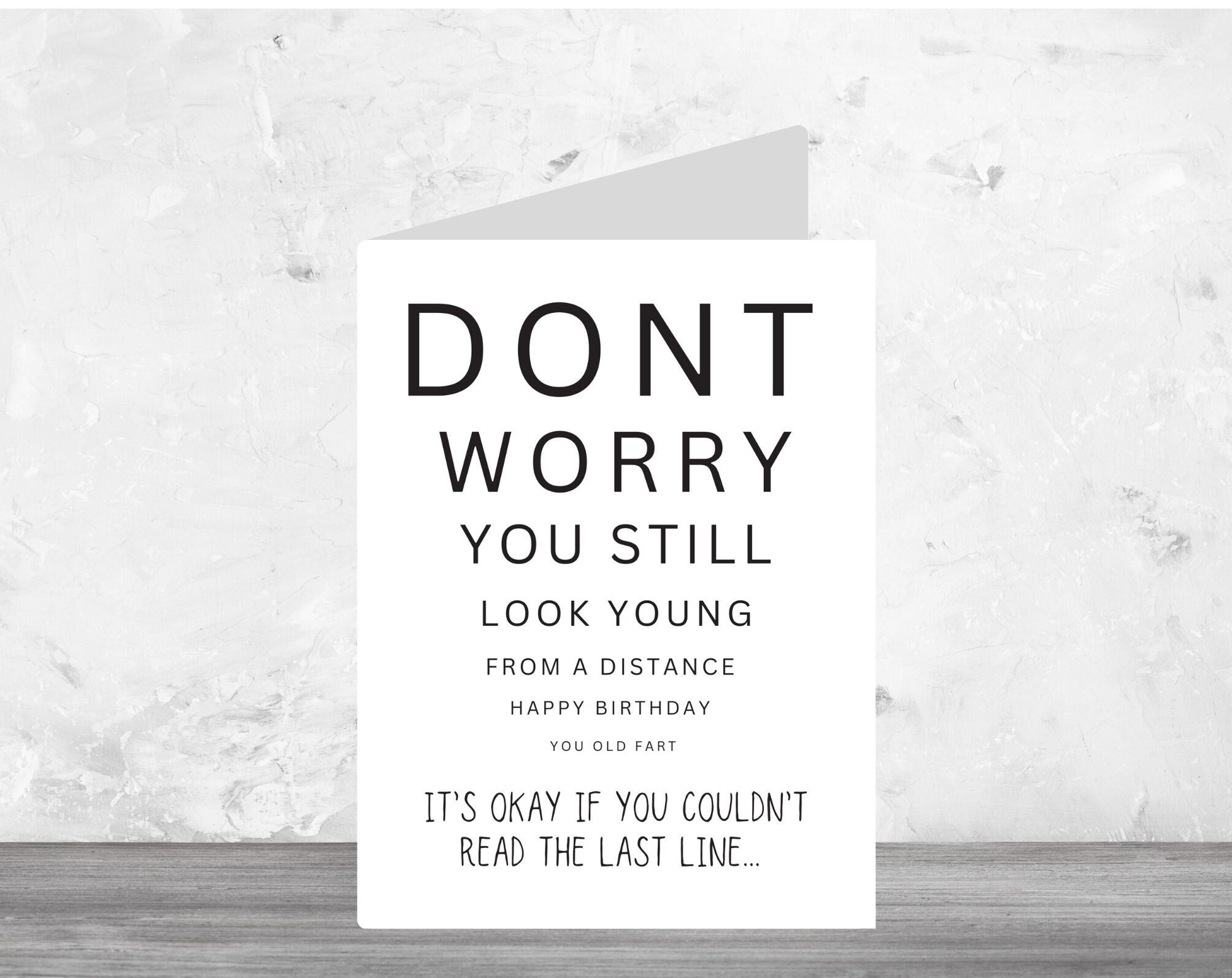 5x7 Funny Birthday Vision Chart Card, Set of Two White and off White ...