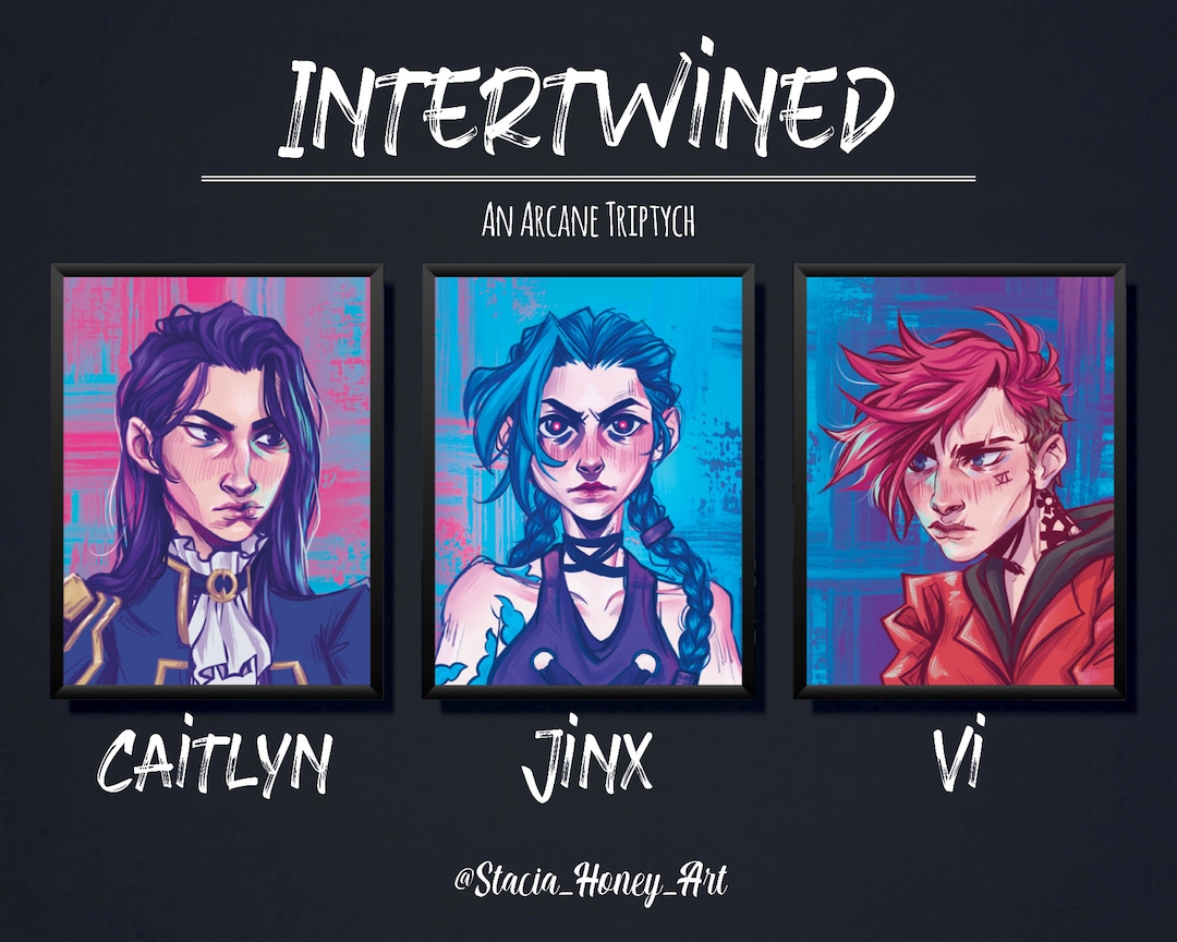 Intertwined | an Arcane Triptych | Caitlyn, Jinx, and Vi | 8x10 and 5x7 Art Prints - Etsy