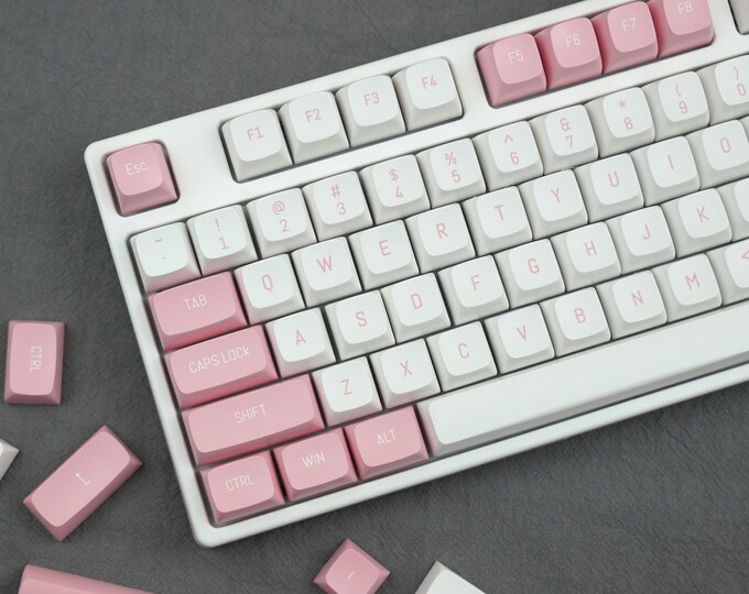 Minimalist Artisan Keycaps Pink White Theme 149 Pcs Custom Keycap Set ...