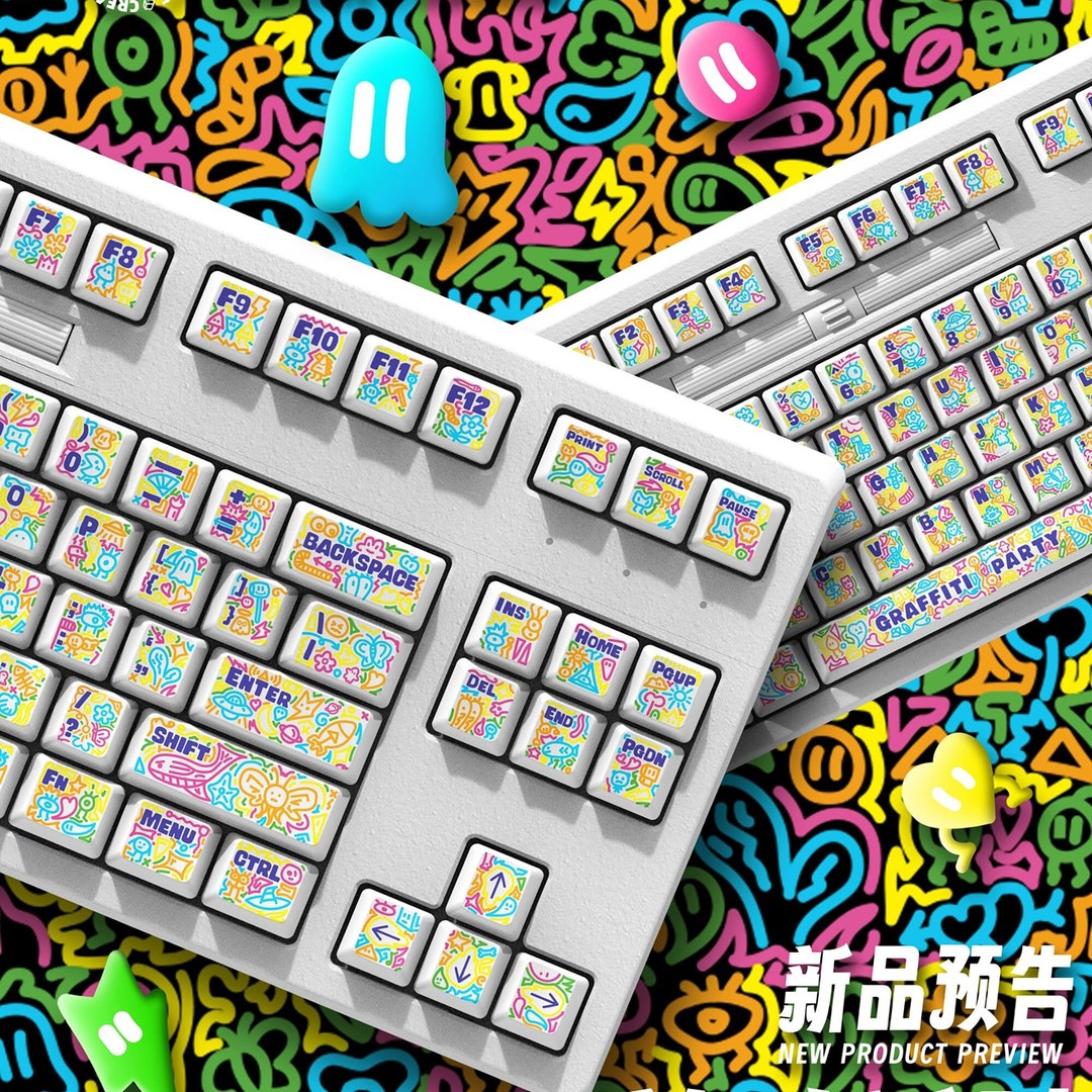 Japanese Style Creative Graffiti 133 PCS Cherry Profile Anime Keycap ...