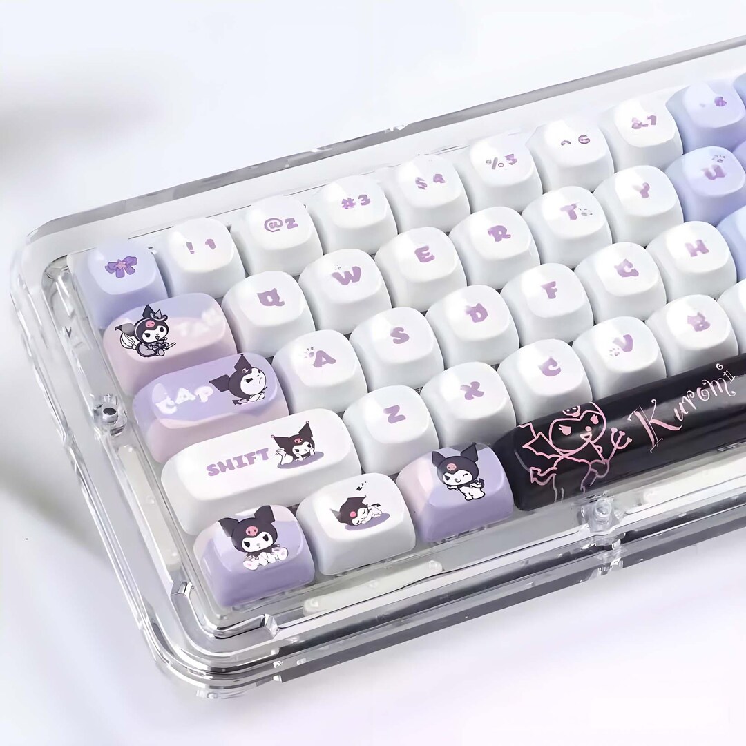 Kuromi Anime Keycaps | MOA Profile PBT Keycap Set | Ceramic-feel Glossy ...