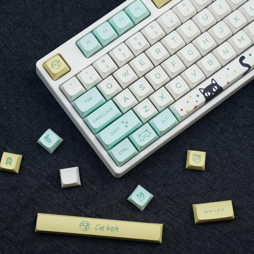 Japanese Style Strange Cat Theme 140 Pcs Custom Keycap Set for ...