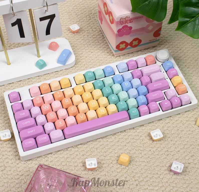 Rainbow Gradient Keycap Set, 126 Keys, PBT Cherry Profile - Etsy