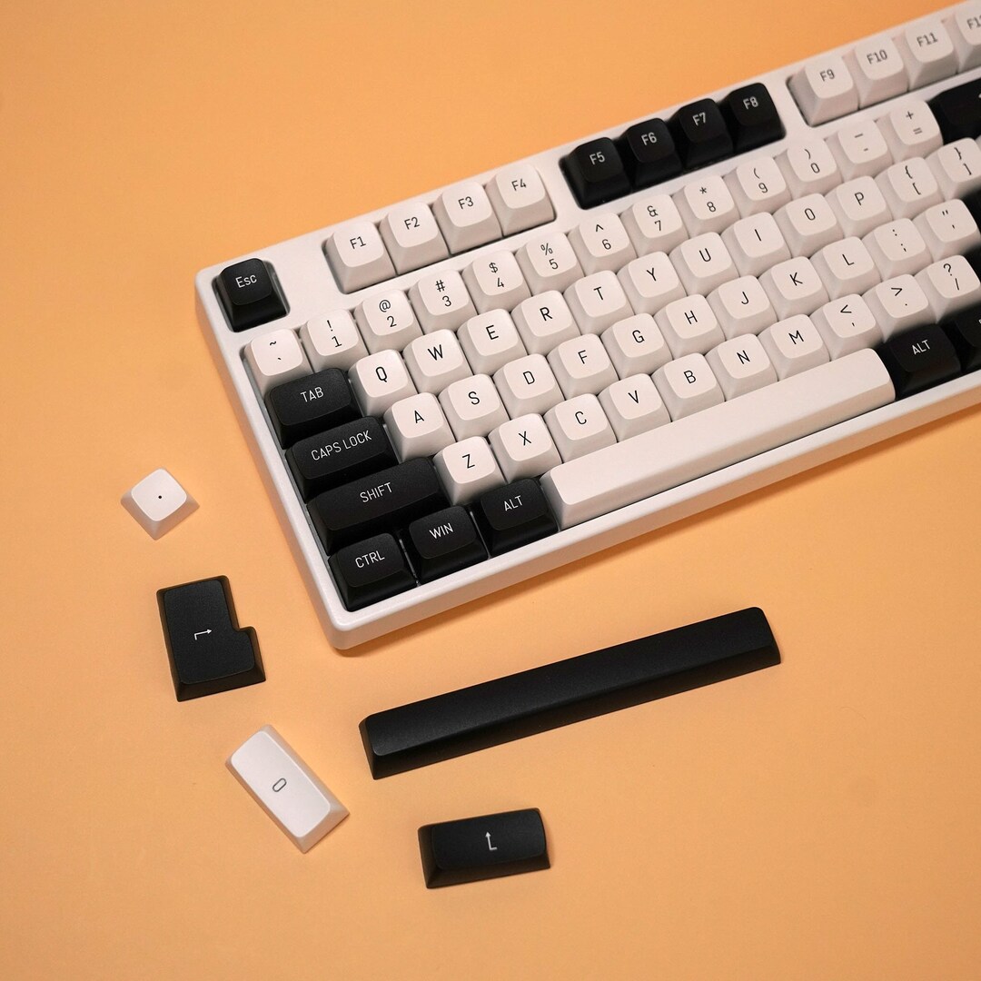 Minimalist Artisan Keycaps Black White Theme 150 PCS Custom Keycap Set ...