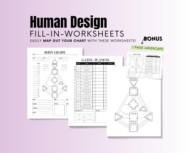 Human Design Chart Fill-in Worksheets: Body Graph & Gates (PDF) - Etsy