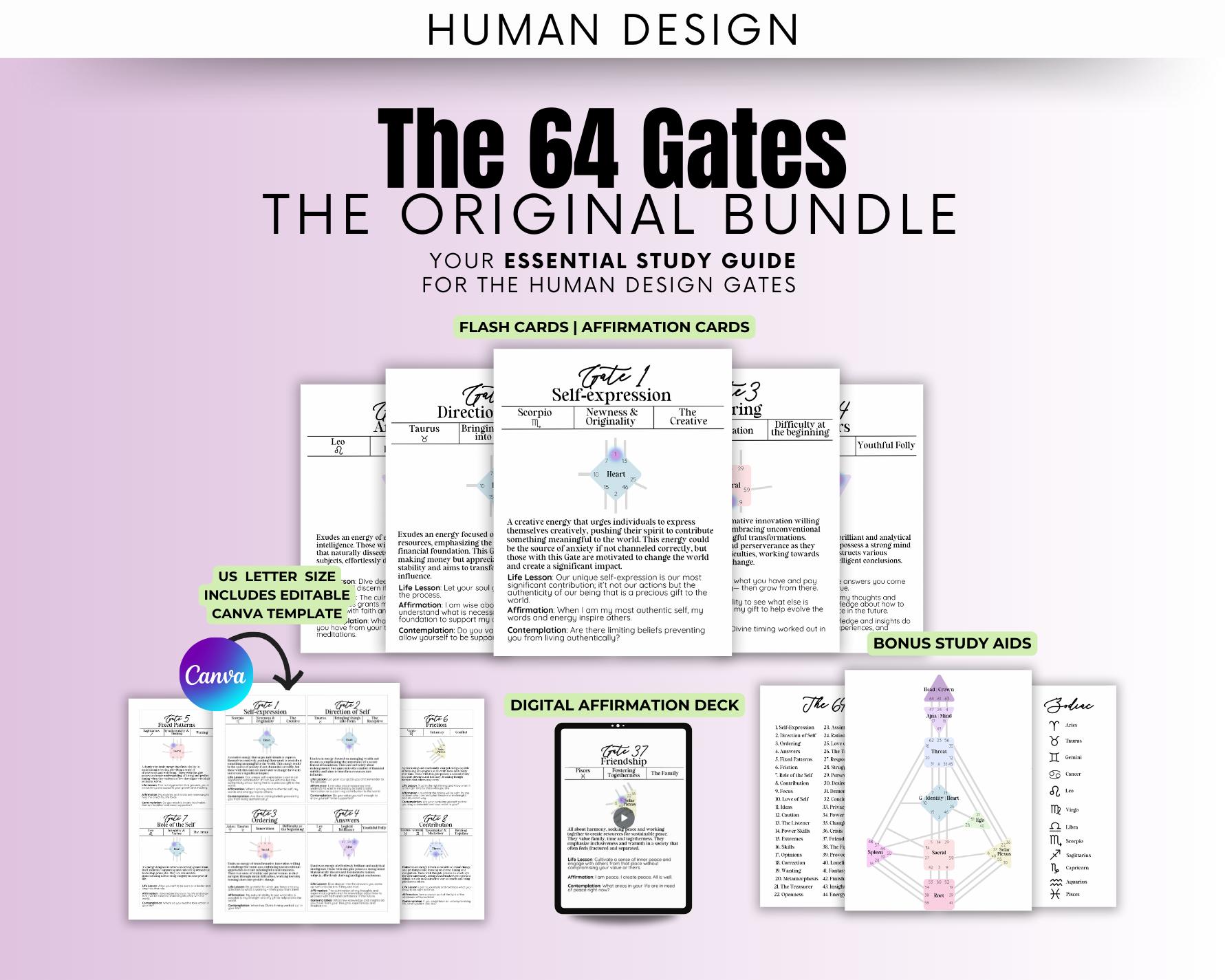 Human Design Gates Flashcards: Affirmation Cards & Template (digital ...