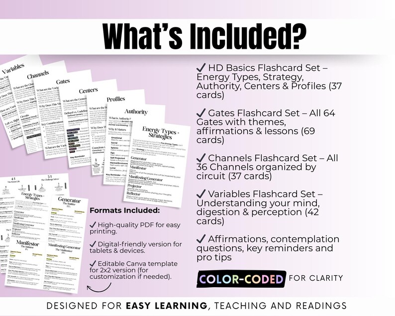 Human Design Flashcards: Complete Study Guide (canva Template, PDF) - Etsy