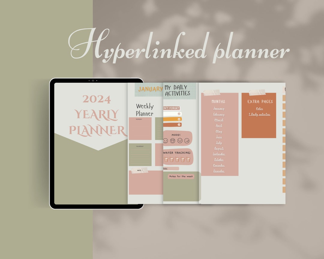 2024 Hyperlink Planner Digital Download, Yearly Hyperlinked Digital ...