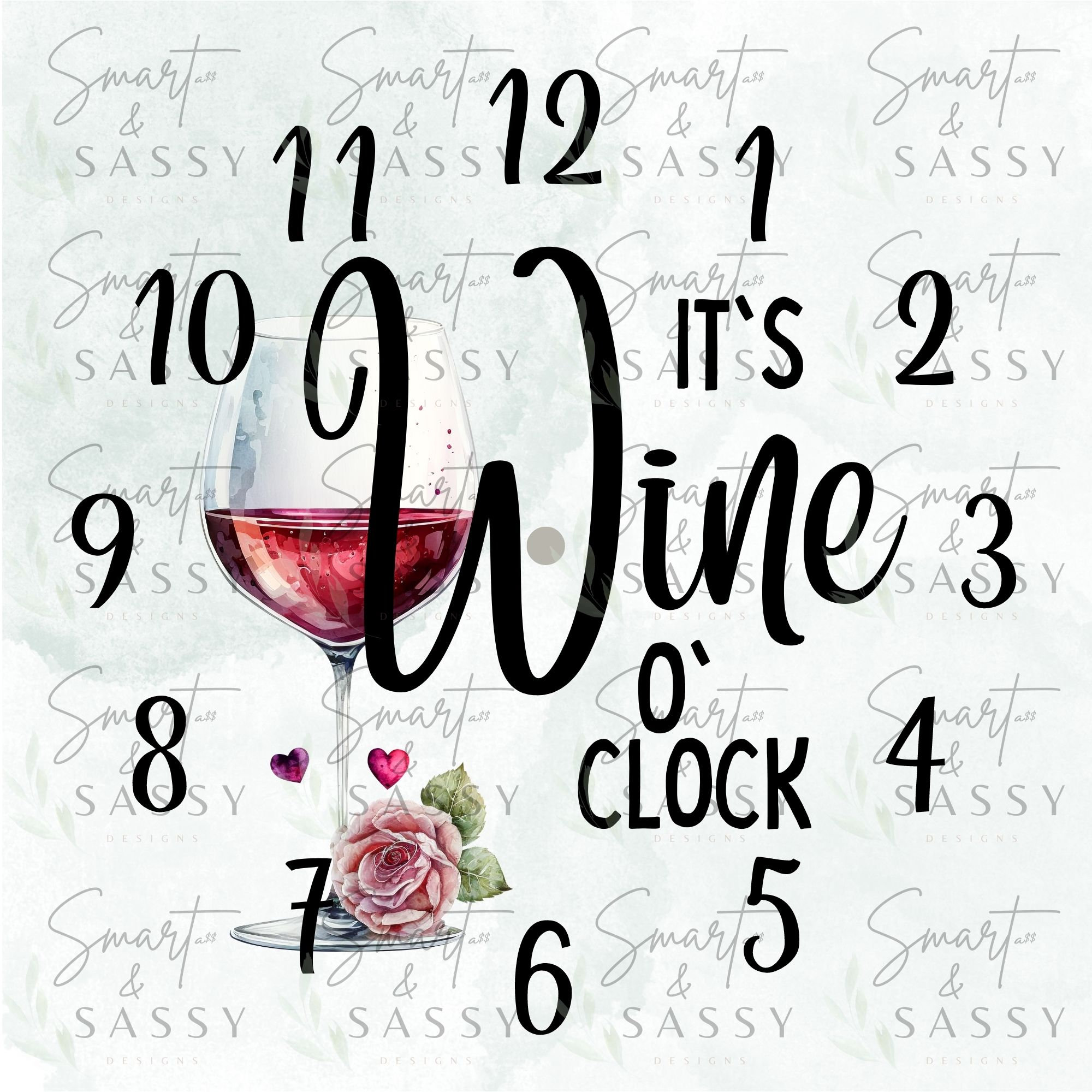 Its Wine O'clock Digital Design Clock Design PNG Round - Etsy