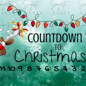 Reindeer Christmas Countdown Sign, PNG Sublimation Design (digital ...