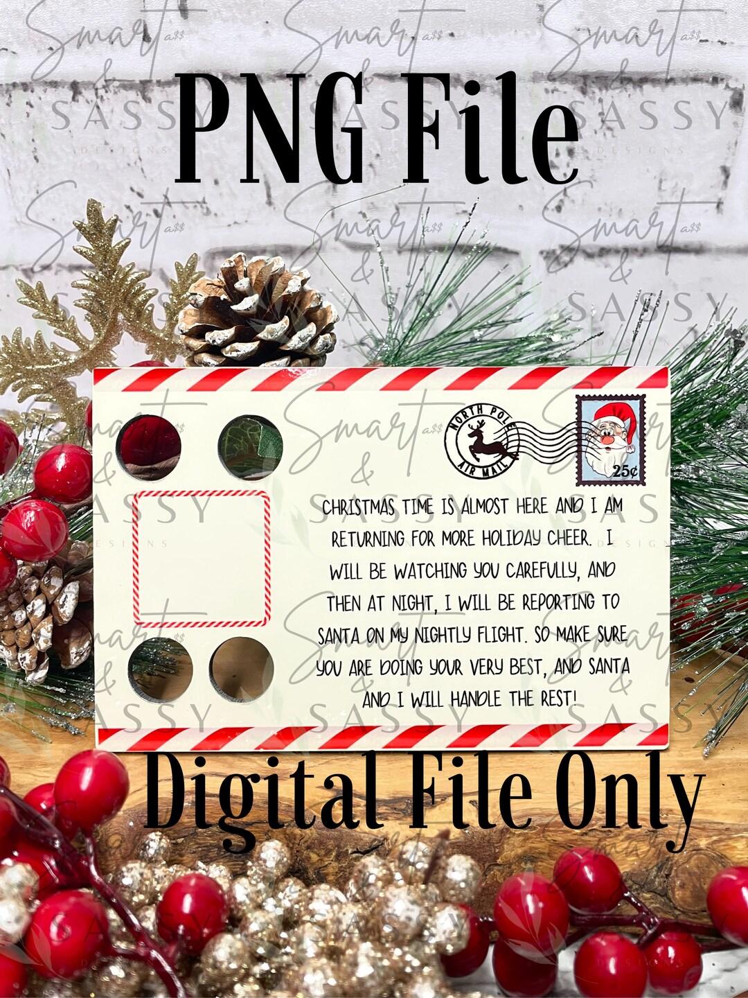 Elf Postcard Digital Design, PNG, Instant Download, Christmas Sign ...
