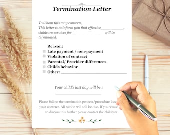 Daycare Termination Notice Termination Letter for Parents Childcare ...