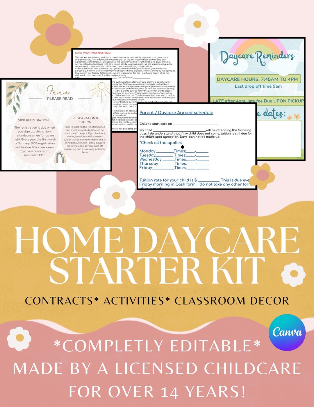 Daycare Starter Kit, Editable Forms, Contract, Canva Template - Etsy