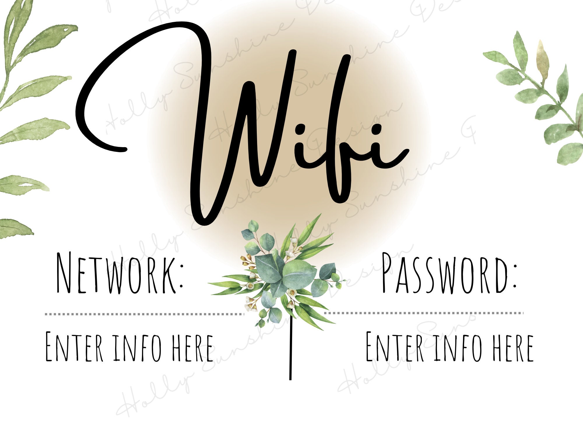 Minimalistic Wifi Info Printable. for Air BNB, Office Space & More. 4 ...