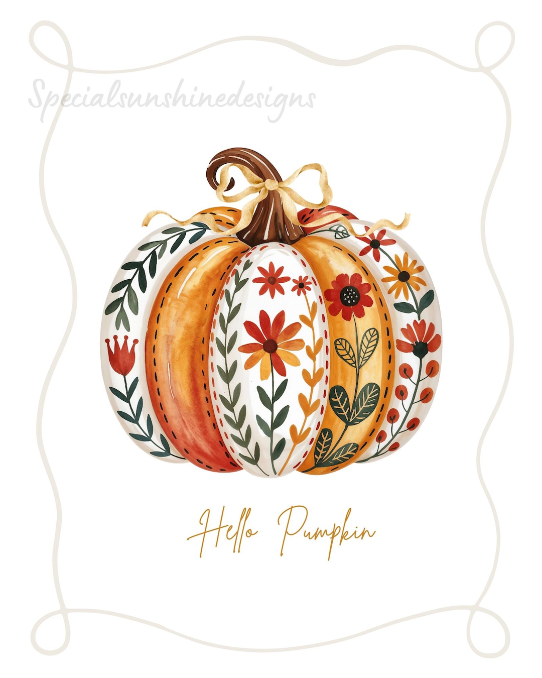 Fall Wall Art Printable | Hello Pumpkin Sign | Autumn Digital Download ...