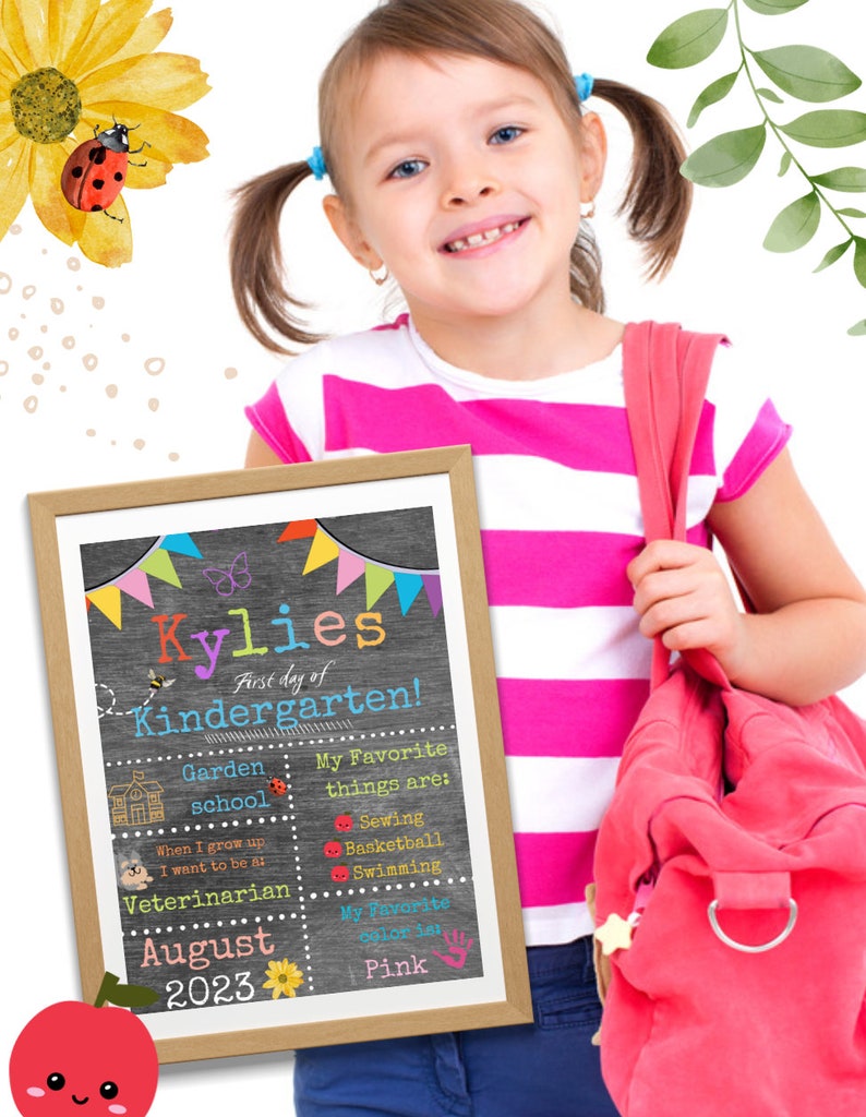 First Day of School Printable Back to School Sign, Girl Child Stats ...