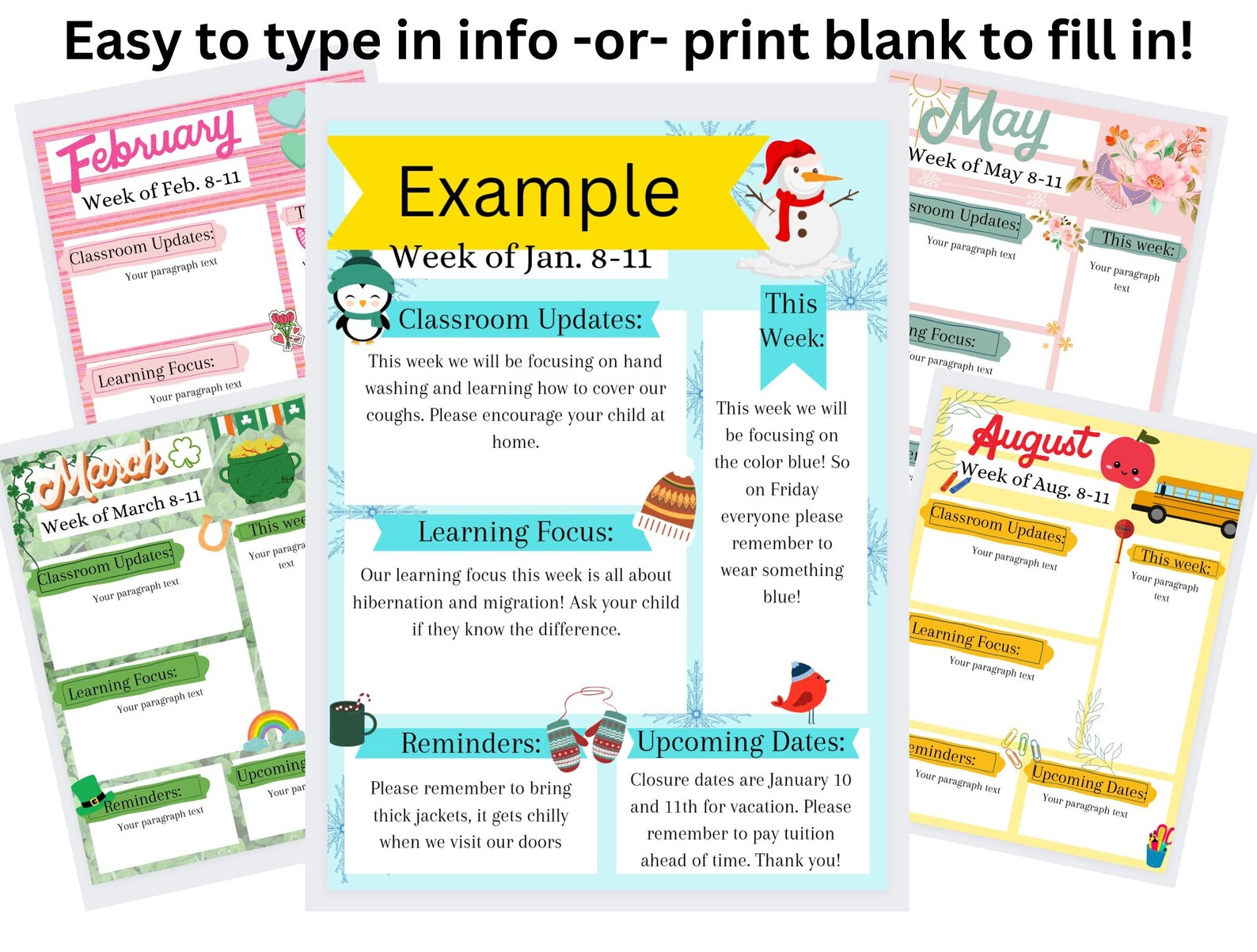 Classroom Newsletter Editable Template, Weekly or Monthly, Teachers ...