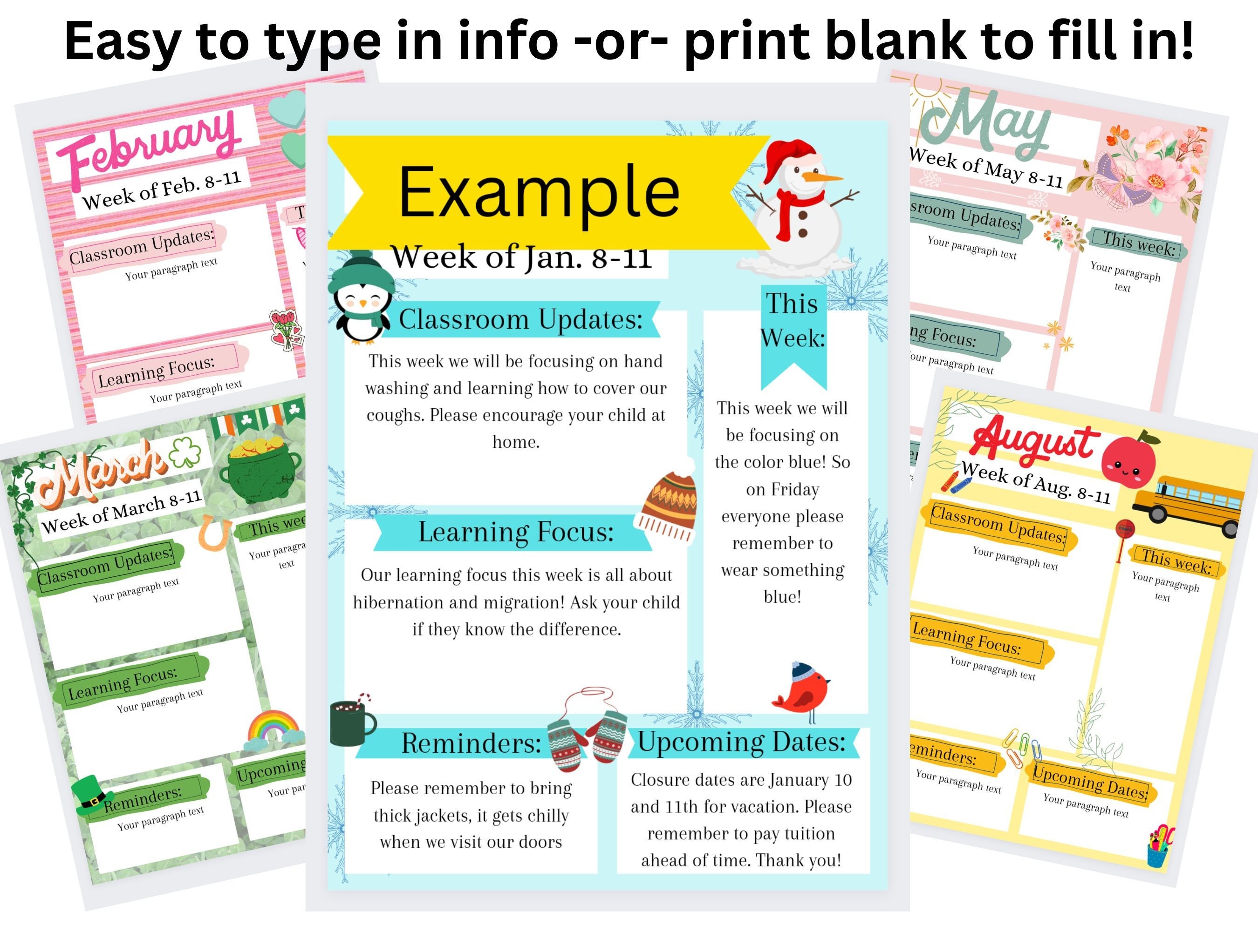 Classroom Newsletter Editable Template, Weekly or Monthly, Teachers ...