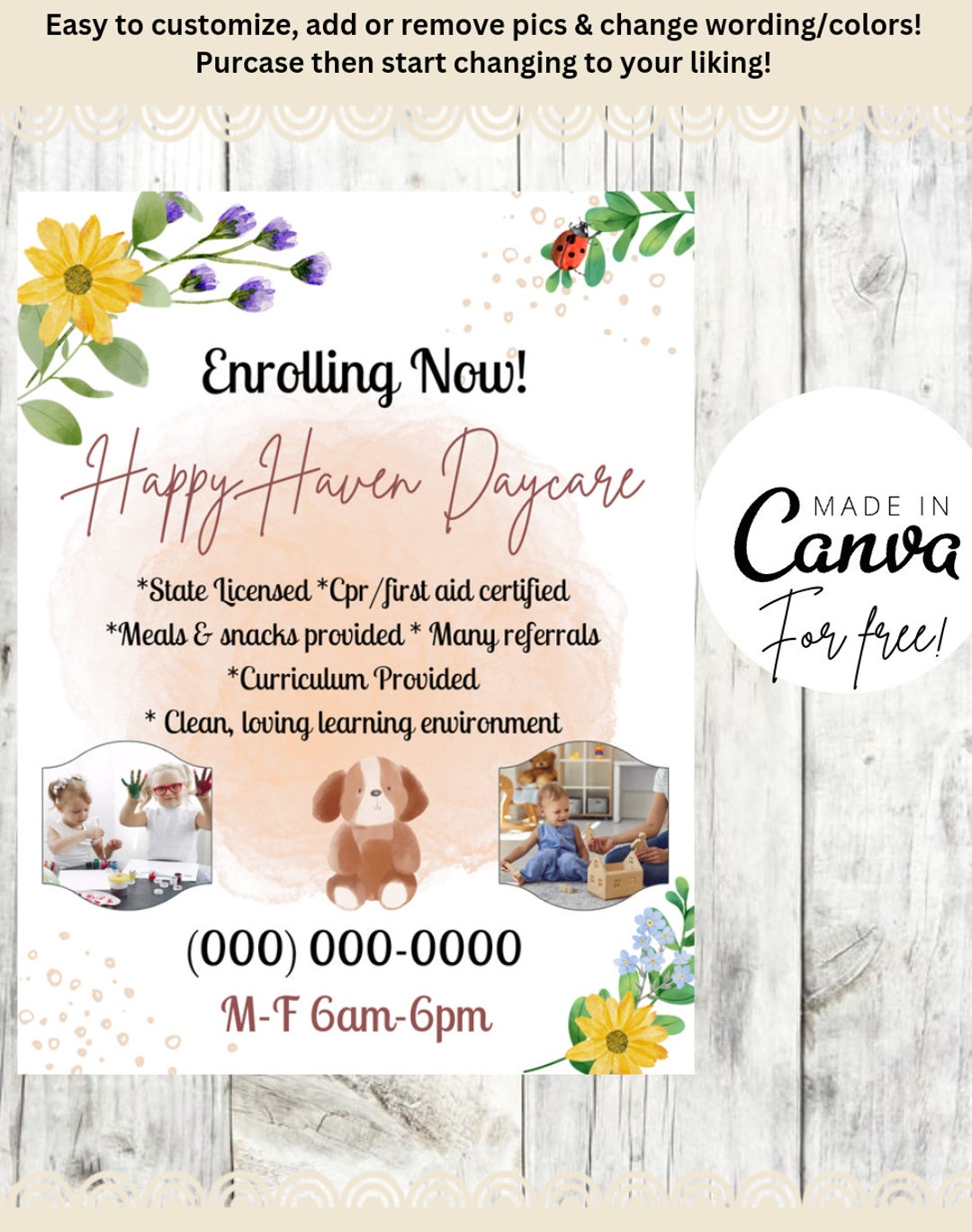 Child Care Flyer Template Great for Babysitting With a Playtime Theme ...