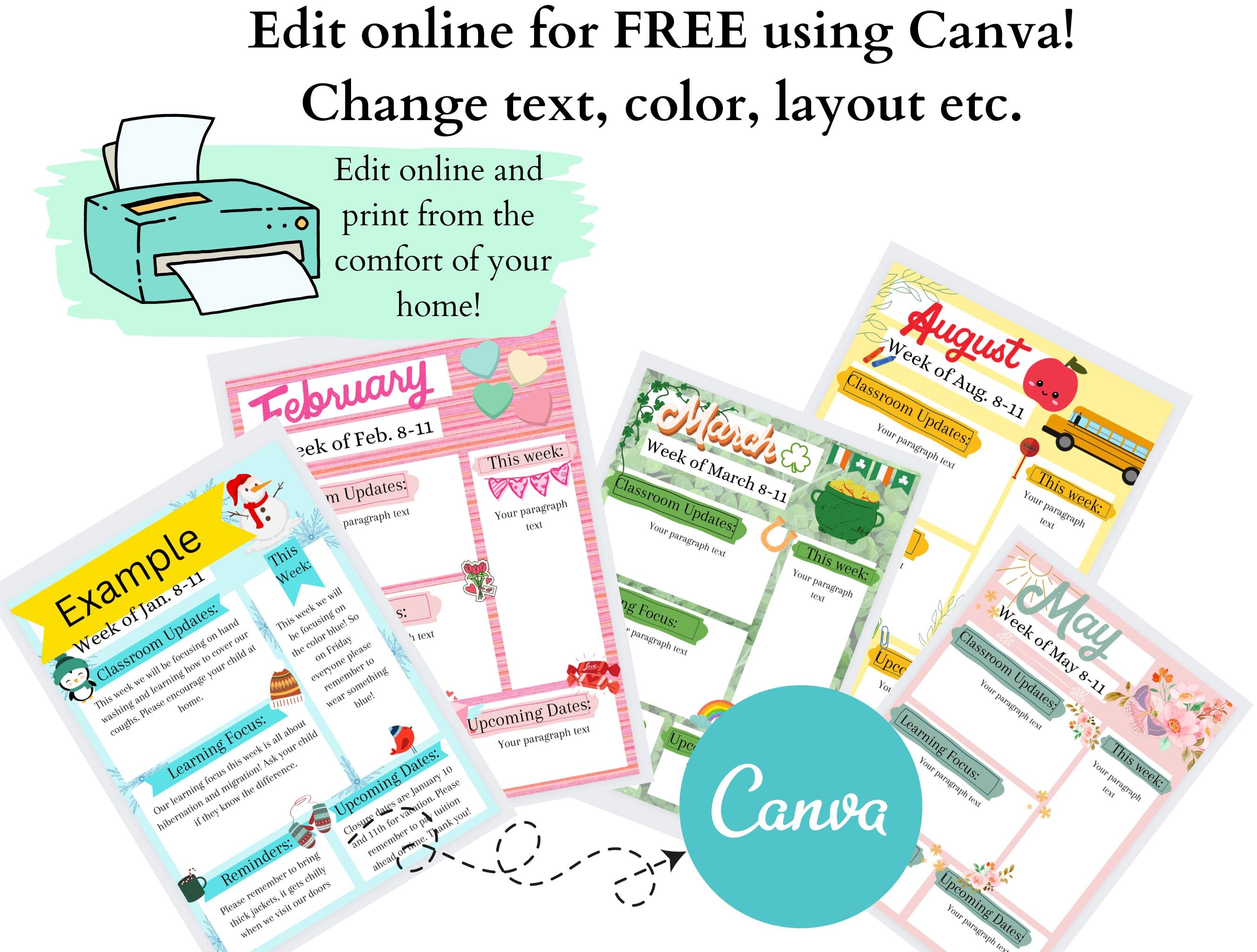 Classroom Newsletter Editable Template, Weekly or Monthly, Teachers ...