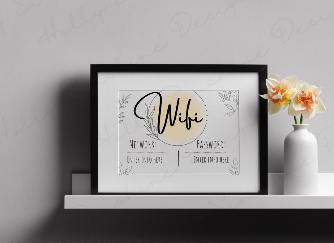 Minimalistic Wifi Info Printable. for Air BNB, Office Space & More. 4 ...