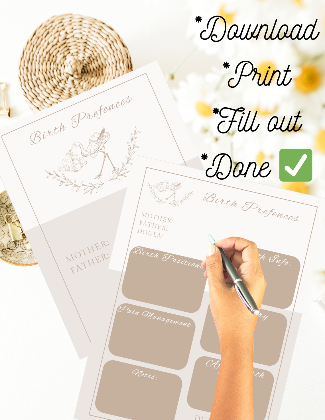 Birth Plan Template / Birth Plan Printable / Natural Birth Plan / Birth ...