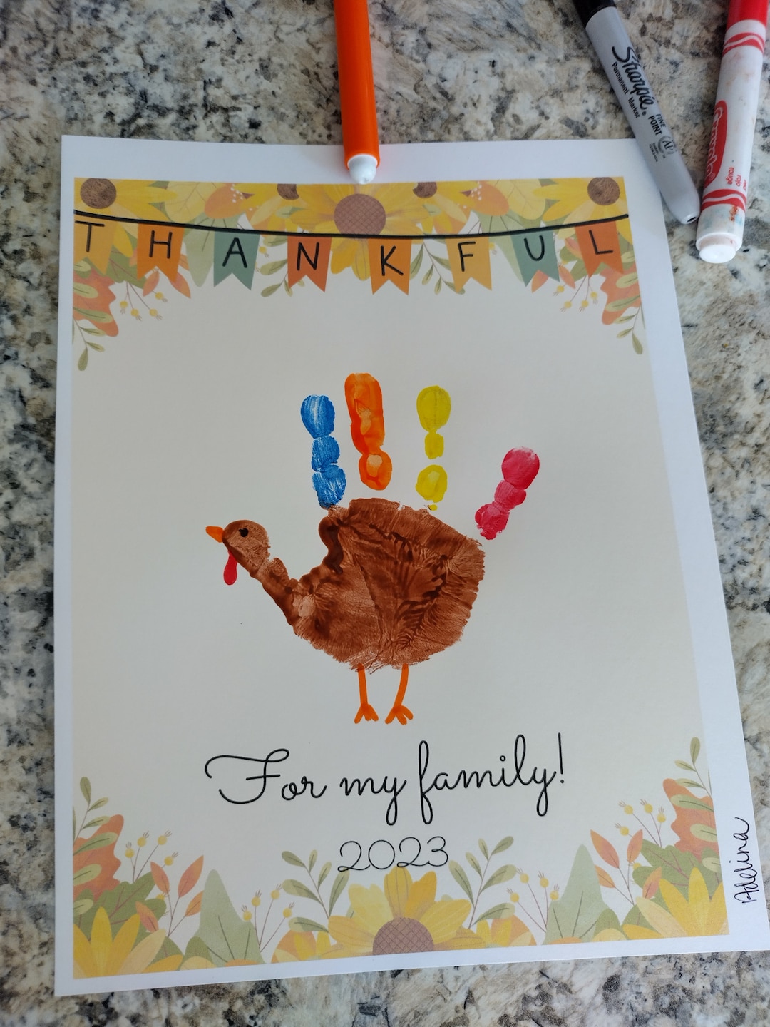 Thanksgiving Turkey Hand Print Painted for Daycare, School or Preschool ...