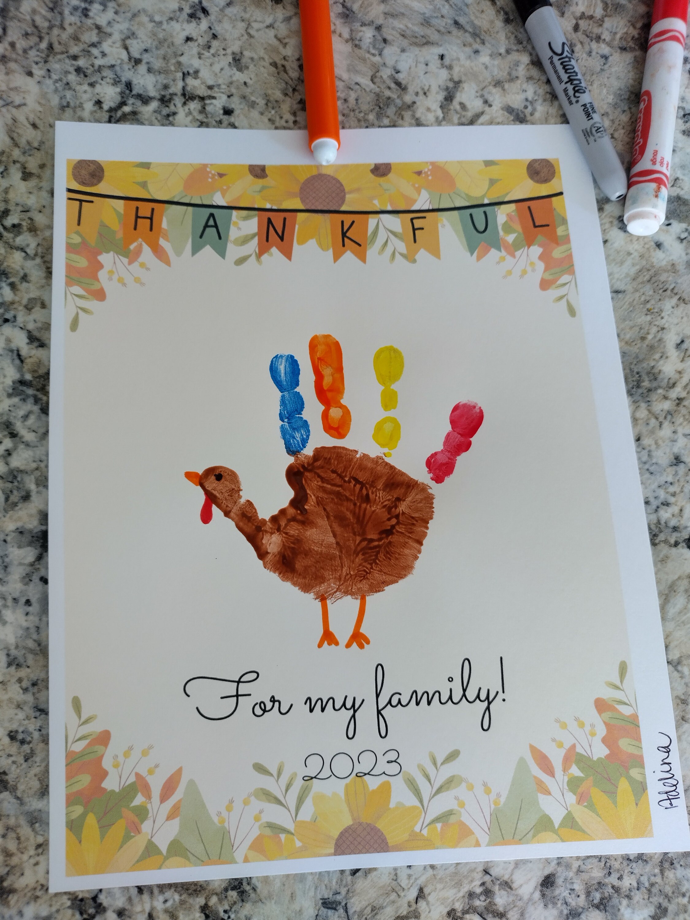 Thanksgiving Turkey Hand Print Painted for Daycare, School or Preschool ...
