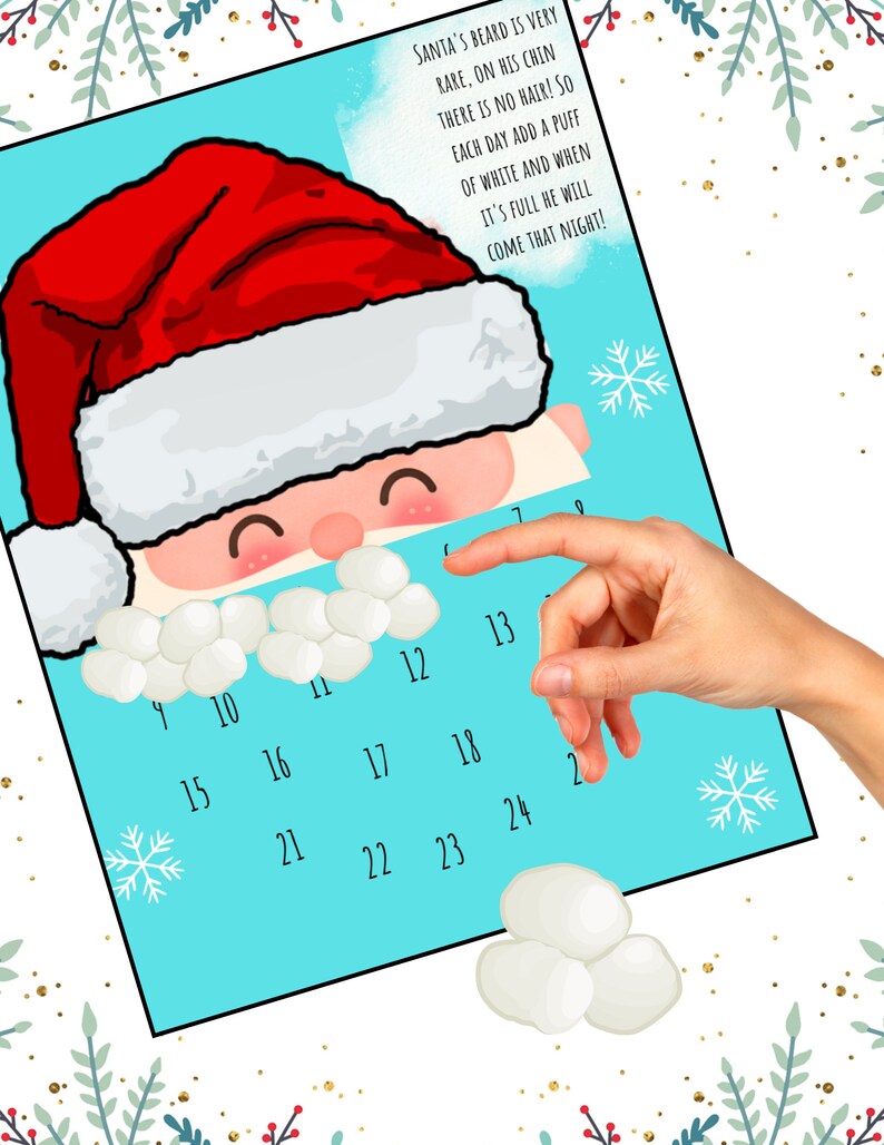 DIY Advent Santa Beard, Activity for Kids, Christmas December Fun - Etsy