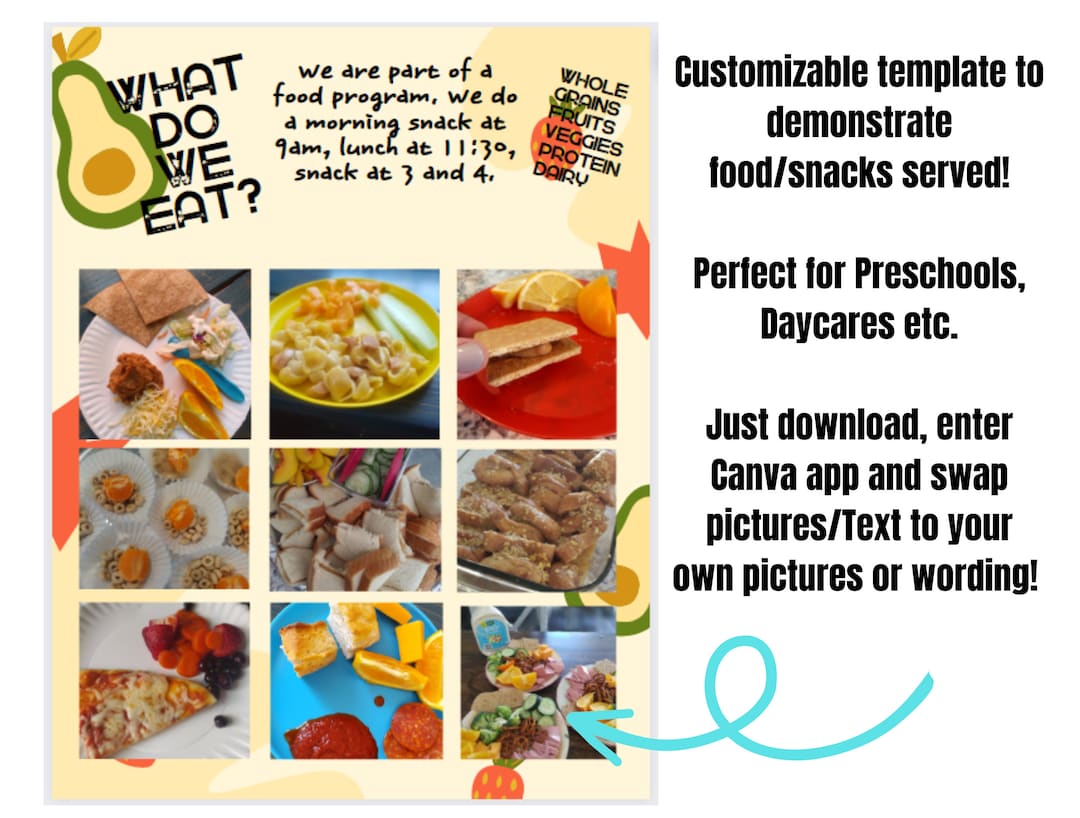 Meal and Snack Flyer for Daycare Home, Babysitter or Preschool Facility ...