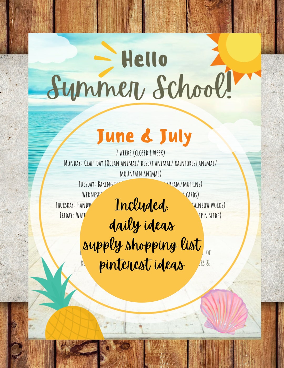 Preschool Summer School Printable! Perfect for Childcare, Homeschool or ...