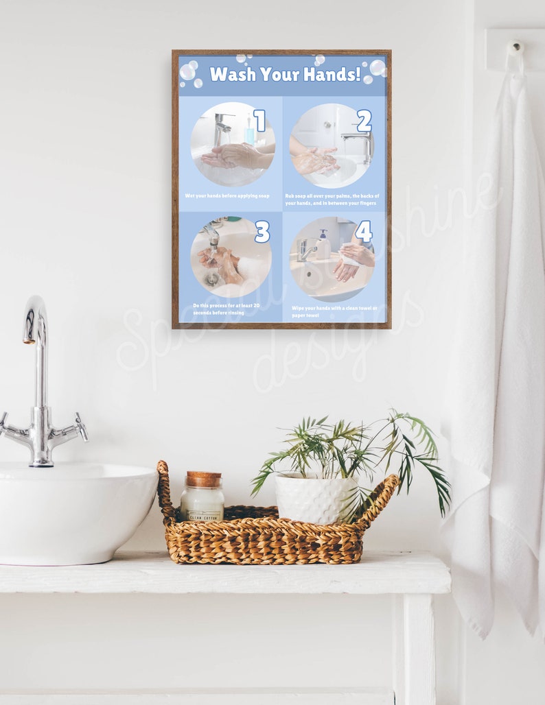 Wash Your Hands Printable, Learn to Wash Your Hands, Steps to Washing ...