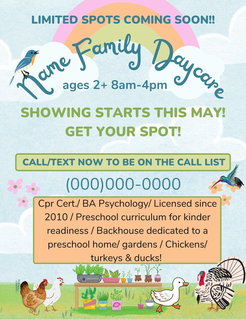 Childcare Flyer, Preschool Flyer, Advertising for Childcare or Daycare ...