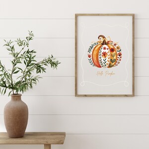 Fall Wall Art Printable | Hello Pumpkin Sign | Autumn Digital Download ...