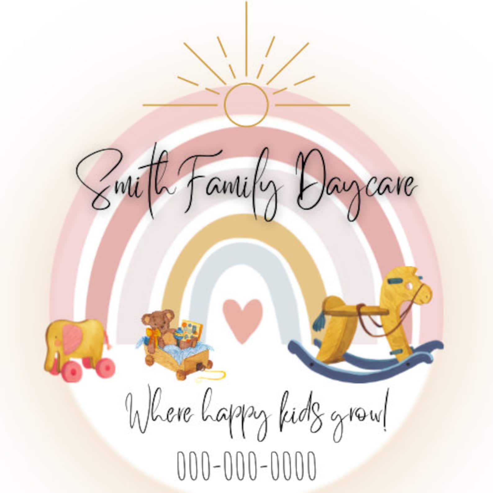 Childcare Boho Rainbow Logo Great for Preschool. Rainbow Logo Design ...