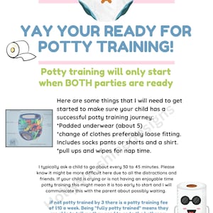 Daycare Childcare Potty Training Contract, Behavior Chart, Potty ...