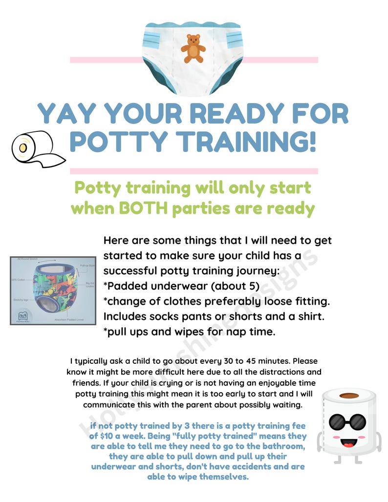 Daycare Potty Training Contract, Behavior Chart (canva Editable ...